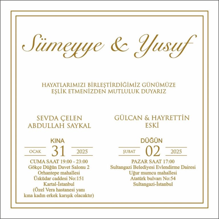 Davetiye Sümeyye Saykal – Ilgaz Yuvasaray Köyü